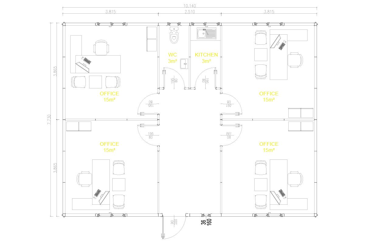 155 m² Prefabrik Ofis